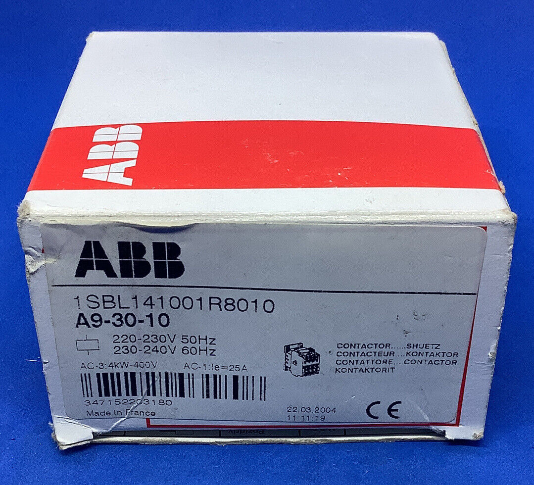 ABB A9-30-10 CONTACTOR 110-120 VOLTS 60HZ, 110VOLT 50HZ COIL,4 POLE