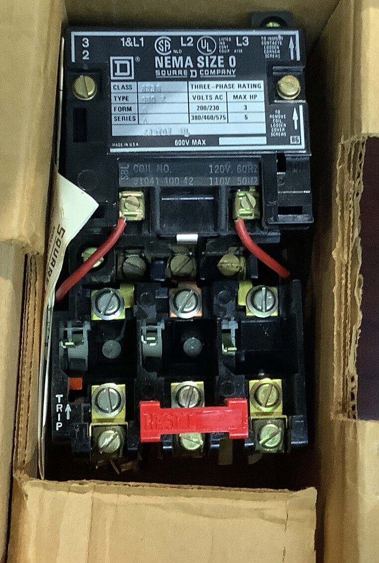 SQUARE D AC MAGNETIC STARTER W/ SEPARATE CONTROL 86463, TYPE SB0-2, SE